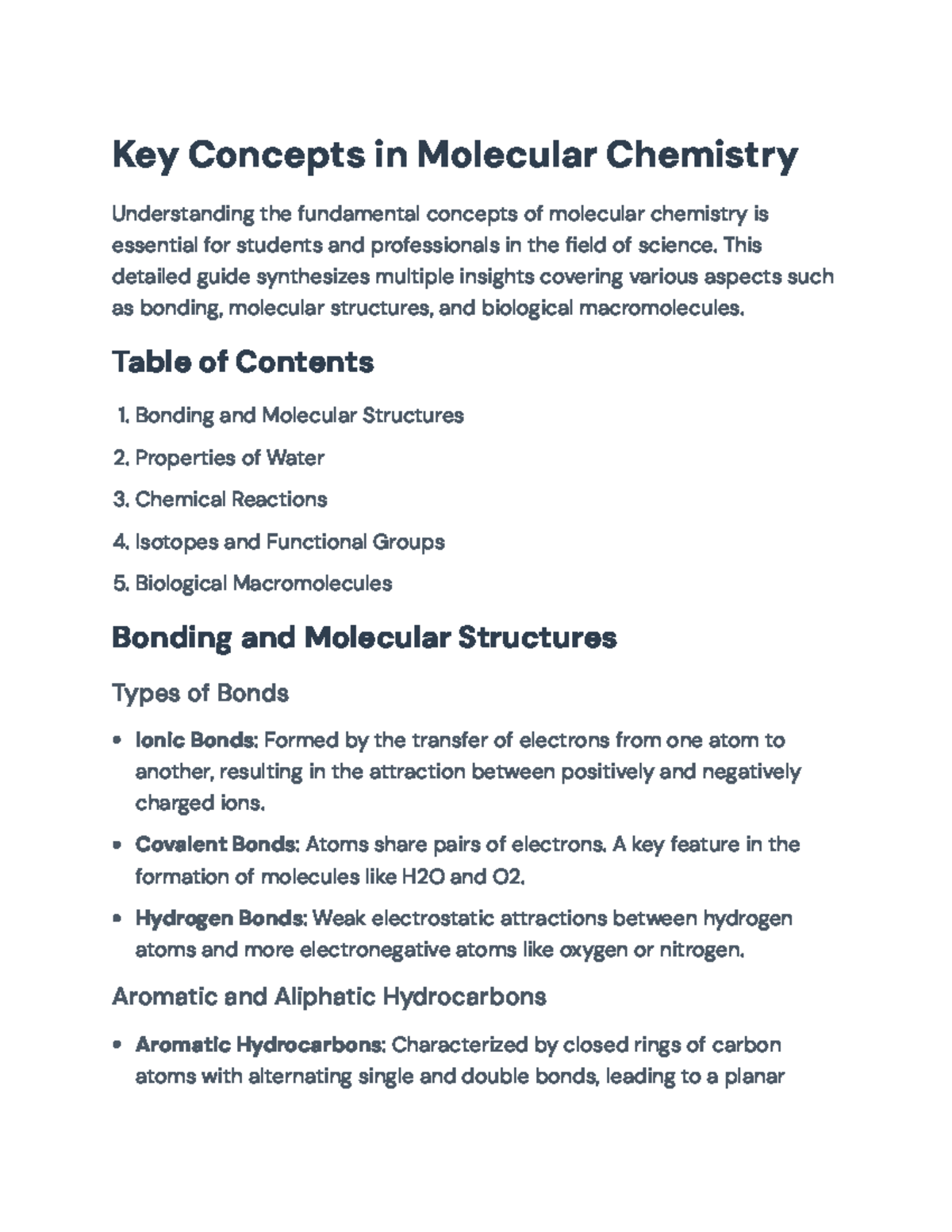 Key Concepts in Molecular Chemistry - Detailed Guide and Insights - Key ...