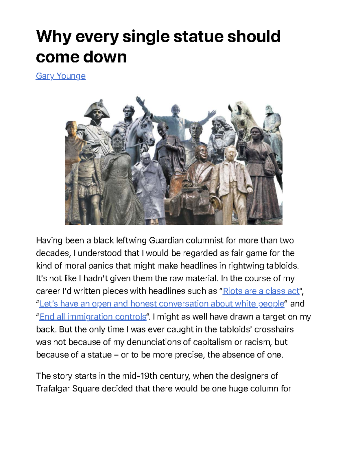 Why Every Statue Should Be Removed: A Critical Analysis - Studocu