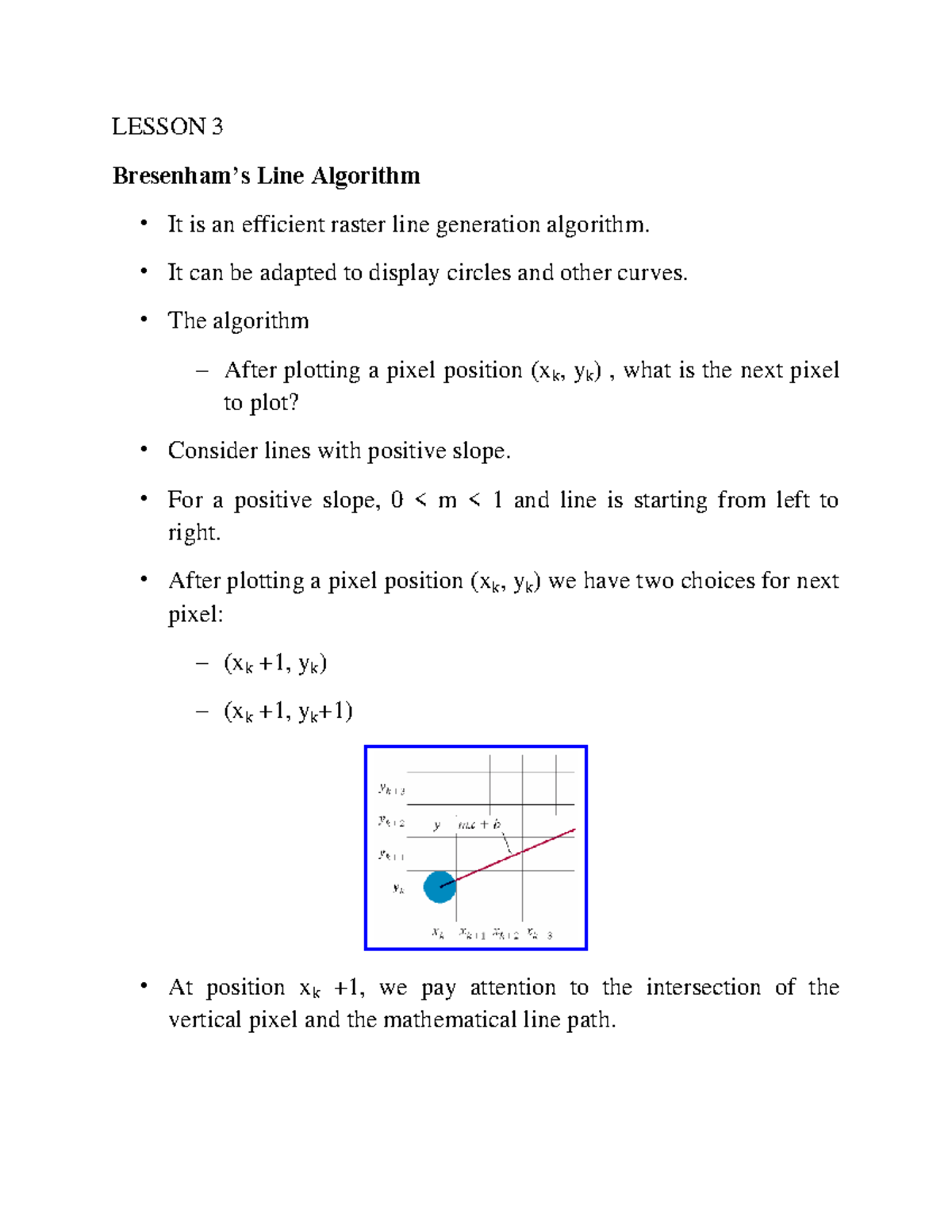 LESSON 3: Line Algorithm & Circle Generating Techniques - Studocu
