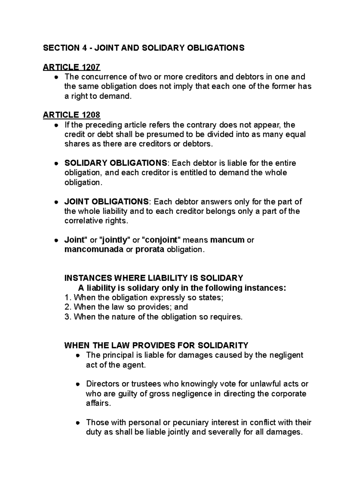 Group 3 - Handouts on Joint and Solidary Obligations - Studocu