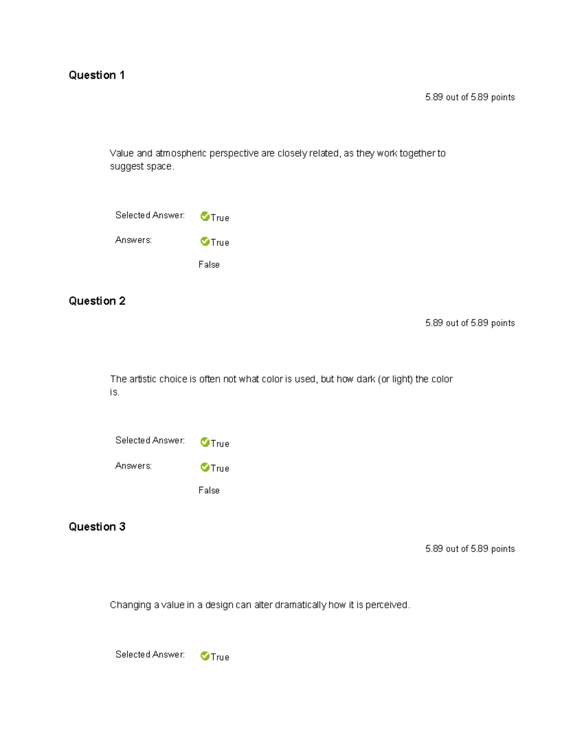 Design 12 Value Quiz: Understanding Color, Light & Contrast - Studocu