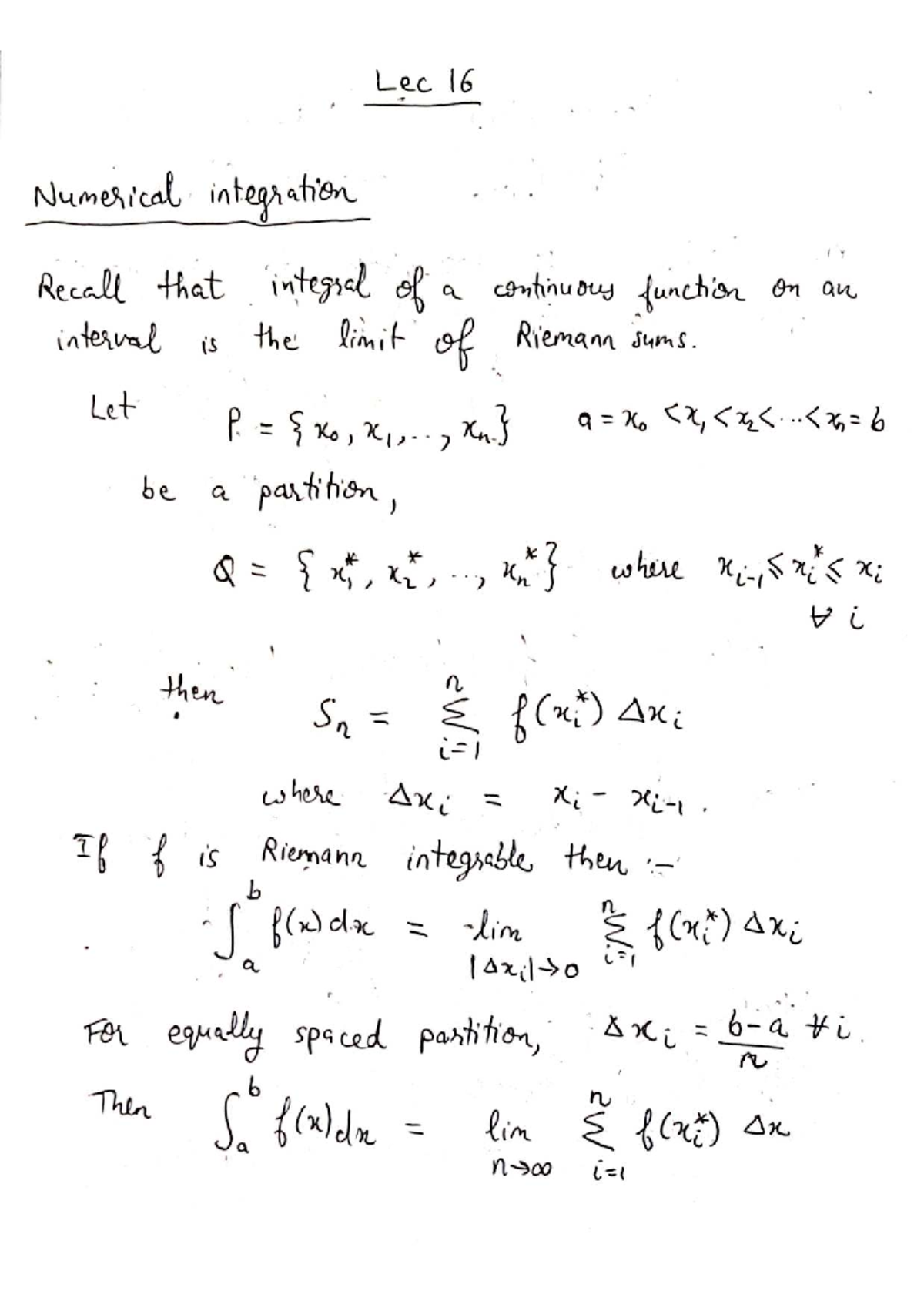 MATH 170B Lec 16: Numerical Integration Concepts & Formulas - Studocu