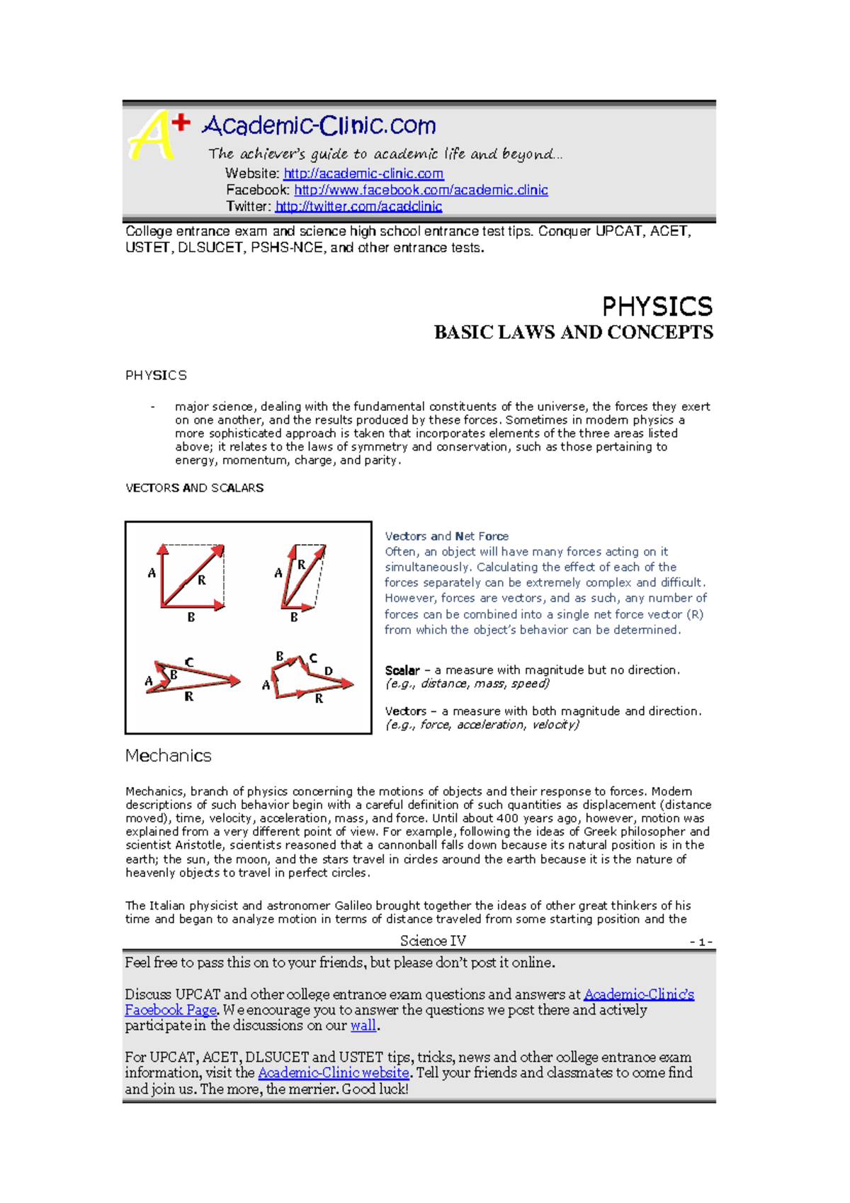 Science Readings 4: Key Concepts and Laws in Physics - Studocu
