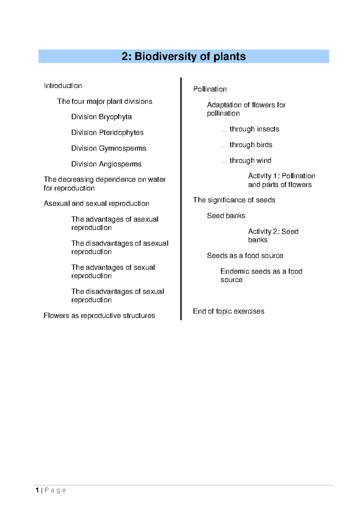 Life Sciences Grade 11 Chapter 2: Plant Biodiversity Overview - Studocu