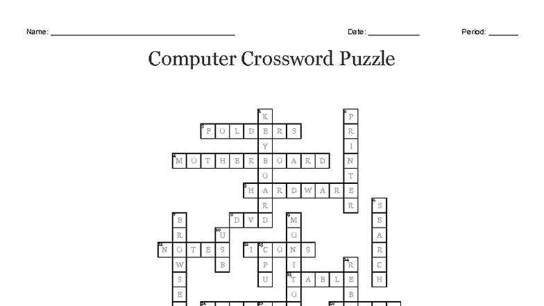 Computer Crossword Puzzle 1 Answer Key (Course Code: 434218576) - Studocu