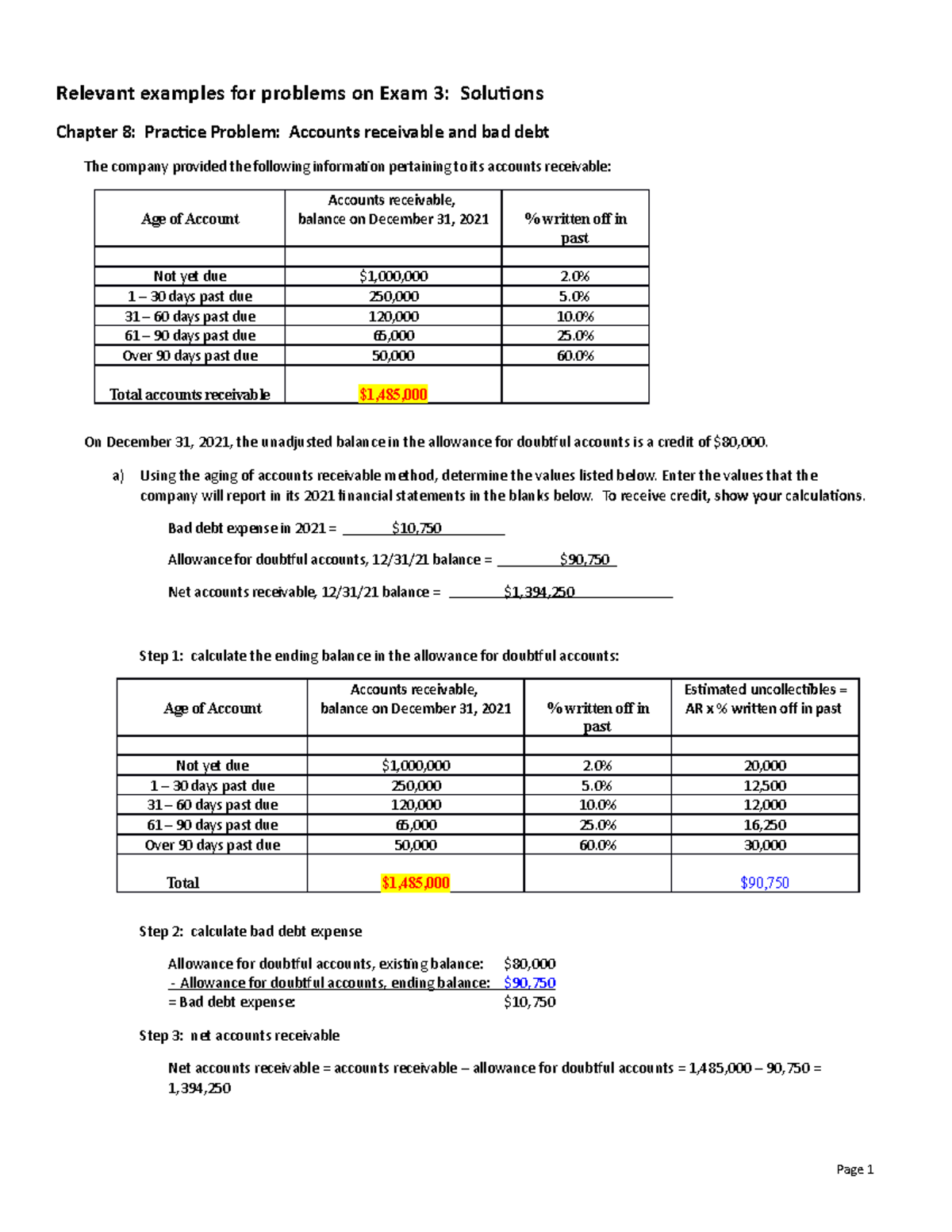 Solutions to Exam 3 Practice Problems - Relevant examples for problems ...
