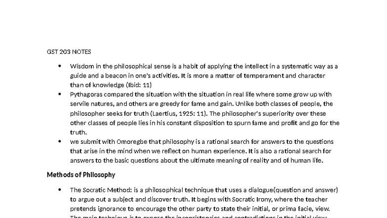 GST 203 Notes: Exploring Philosophy and Logic Methods - Studocu