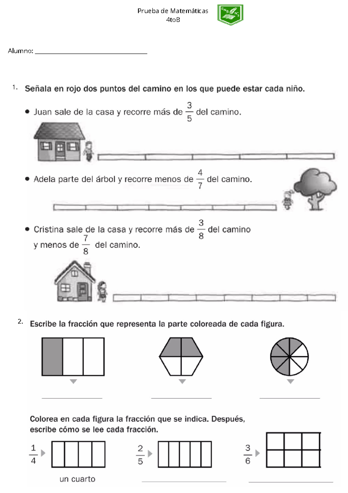 Prueba 4B matemática - Para ser utilizado para niños de 4to grado ...