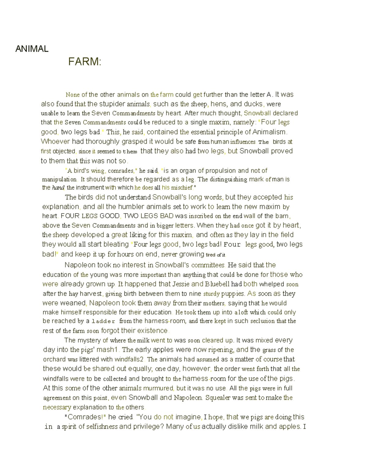 Reading Comprehension: Animal Farm (George Orwell) Analysis & Insights ...