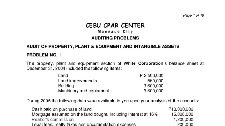 intangibles and ppe cpar - CEBU CPAR CENTER M a n d a u e C I t y ...