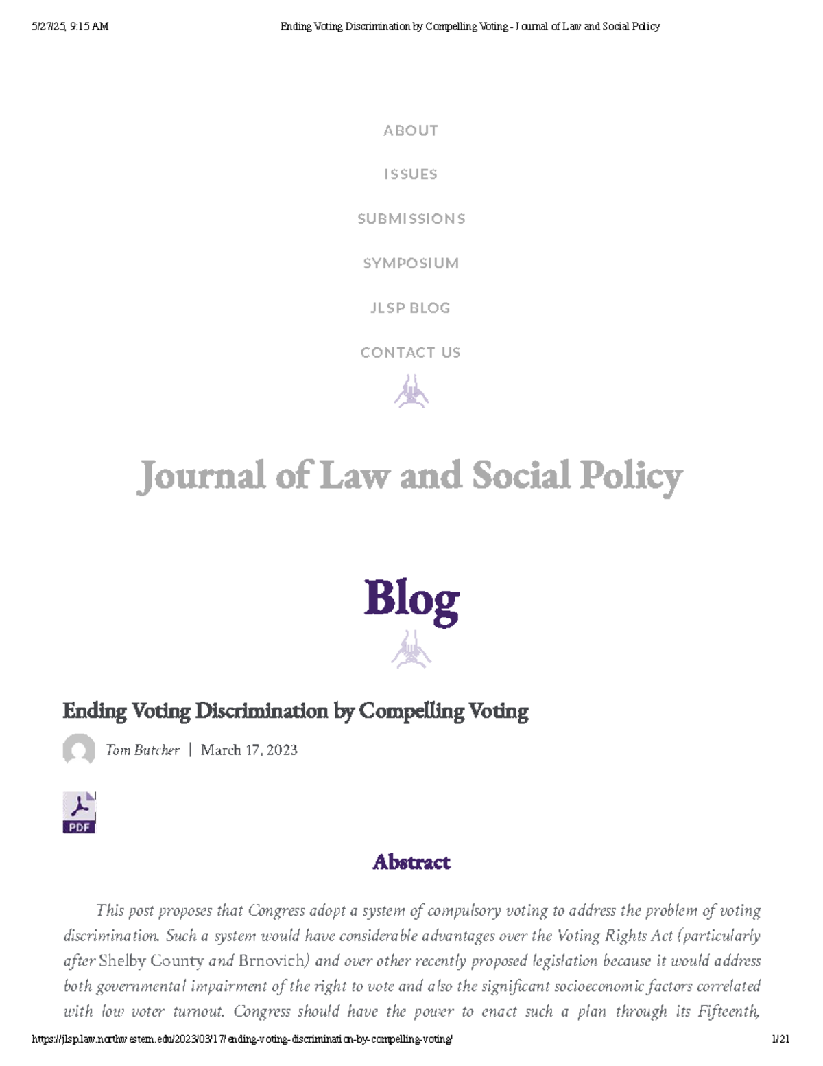 Ending Voting Discrimination: A Model for Compulsory Voting Reform ...