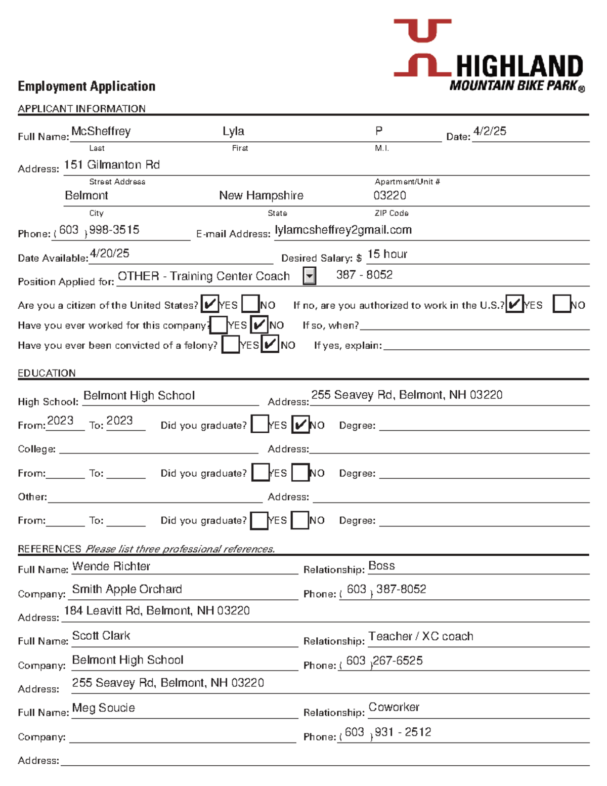 HMBP Application - I need to give this to my students - Employment ...