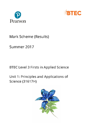 BTEC Level 3 Applied Science Unit 7: Jan 2020 Question Paper - Studocu