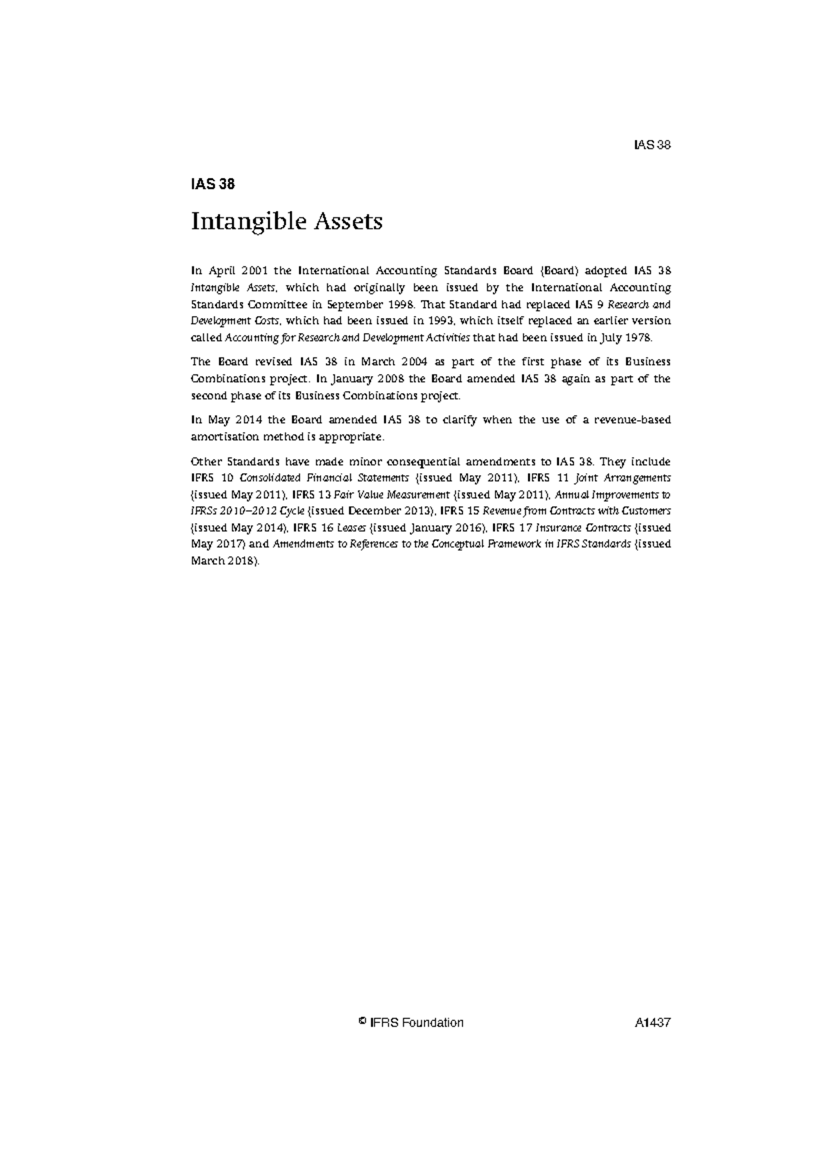IAS 38 - Intangible Assets: Comprehensive Overview and Updates - Studocu