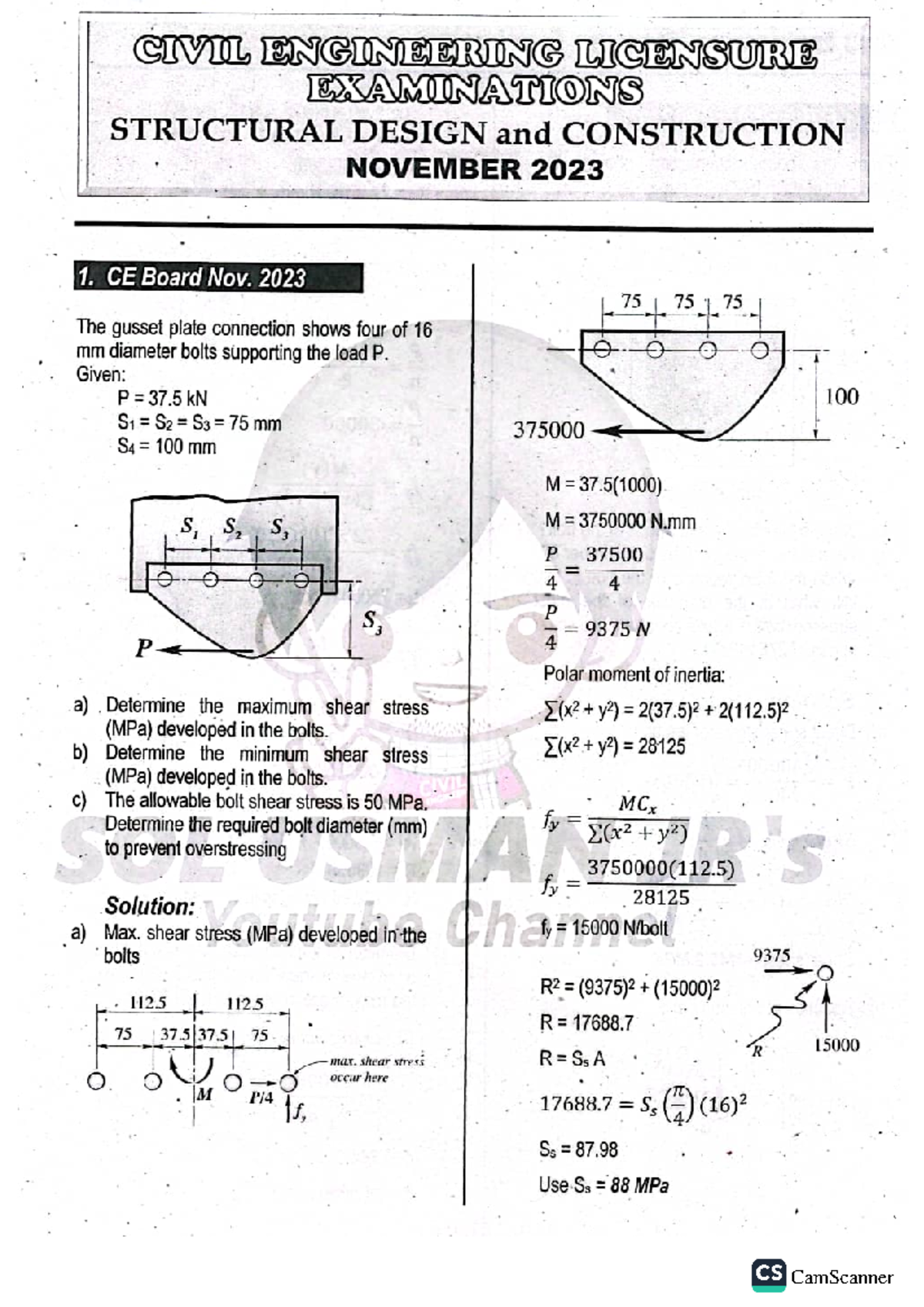 PSAD-NOV-2023 - Civil Engineering Exam Sample Problems & Solutions ...