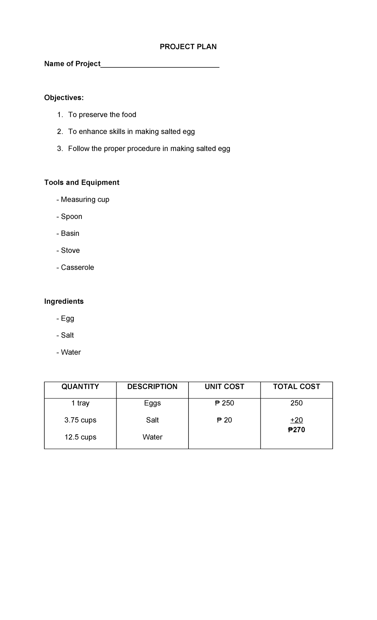 Practicum - I love math - PROJECT PLAN Name of Project ...
