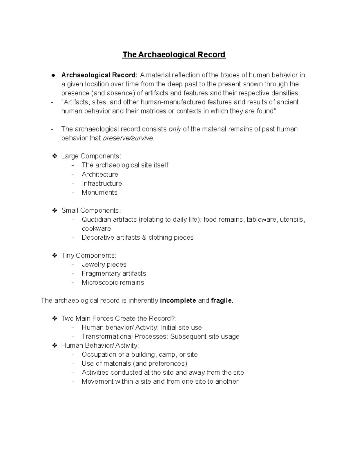 ARCH 101: Comprehensive Archaeology Class Notes and Key Concepts - Studocu