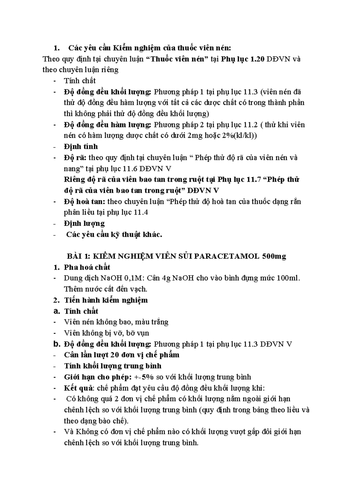 Kiểm nghiệm thuốc viên nén và bột: Các yêu cầu và phương pháp (DĐVN V ...