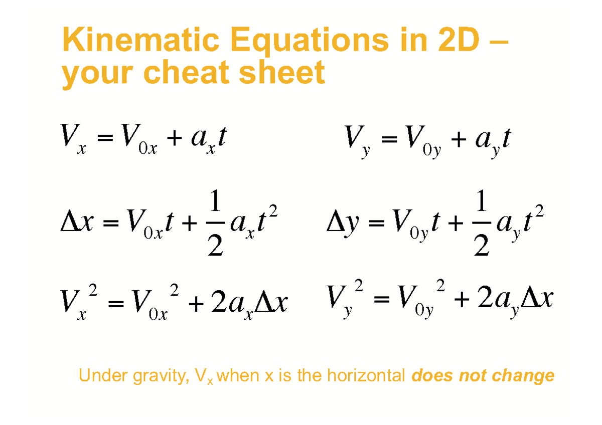 Lecture 3 - Kinematic Equations and Projectile Motion Notes - Studocu