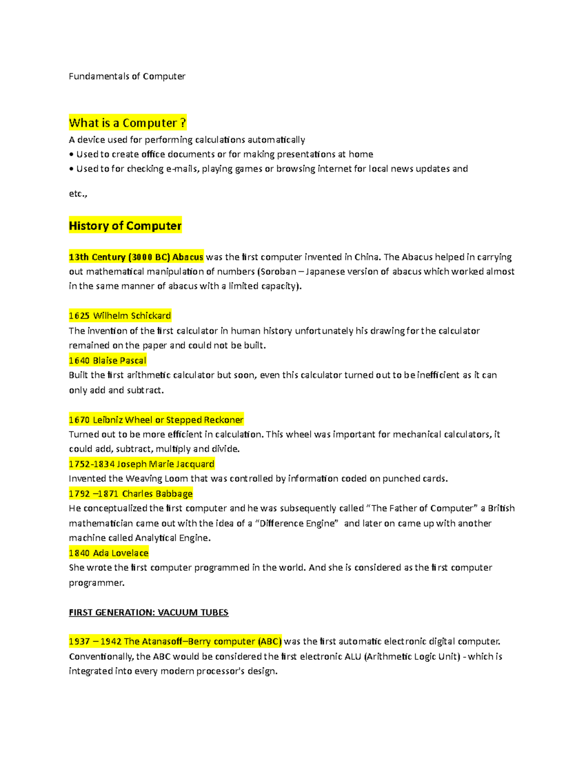 Applicationwindows - notes - Fundamentals of Computer What is a ...