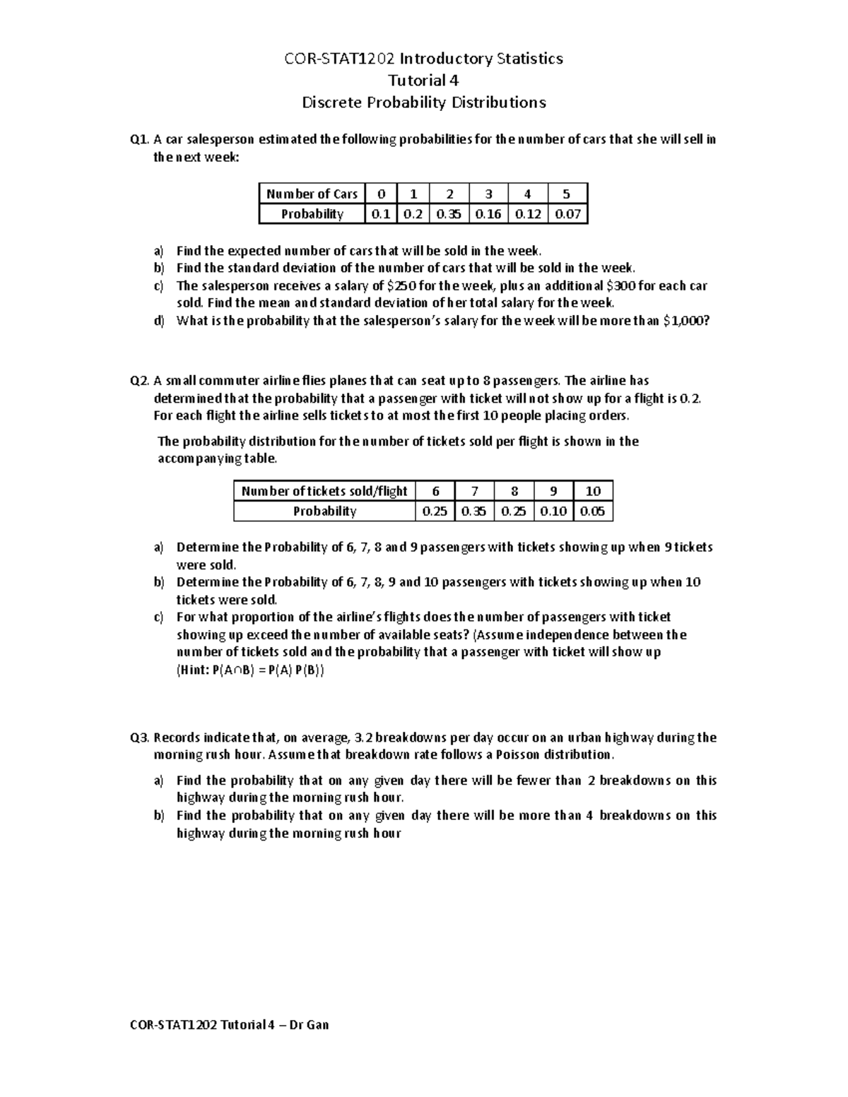 Introductory Statistics Tutorial 4: Discrete Probability Distributions ...
