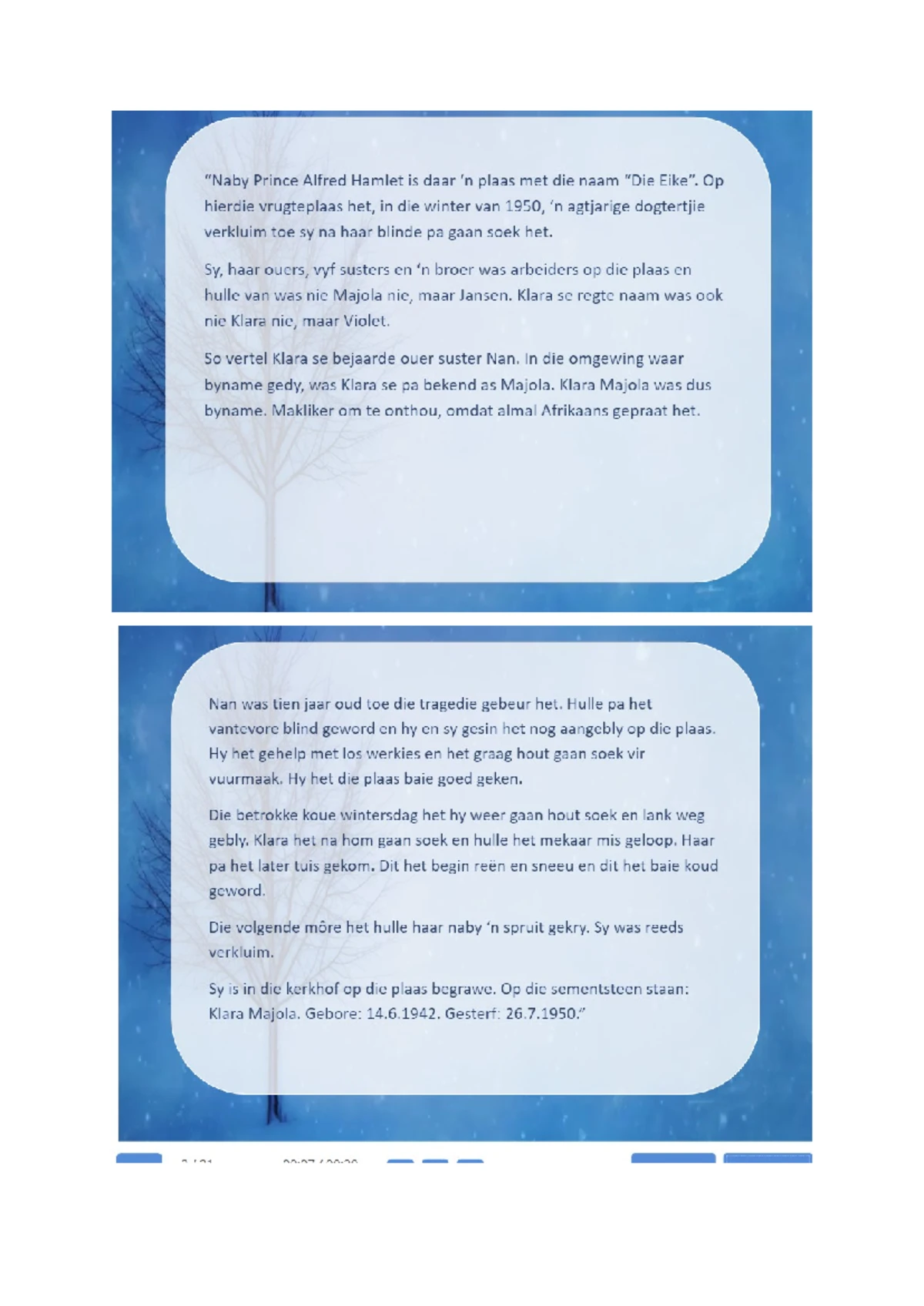 Klara Majola: Gedigte en Analise van 'n Tragiese Verhaal - Studocu
