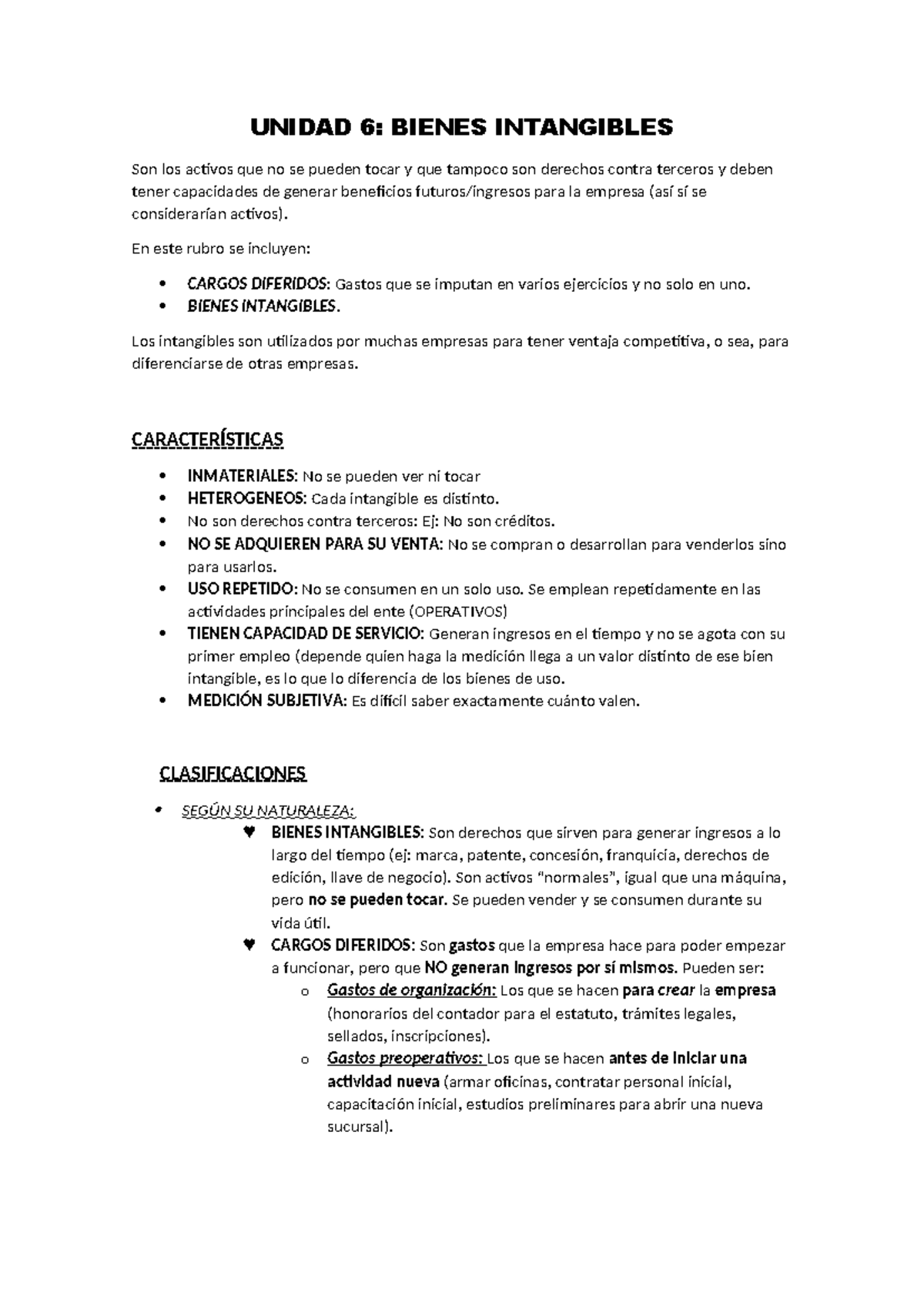 Unidad 6: Bienes Intangibles - Teoría y Clasificación - Studocu