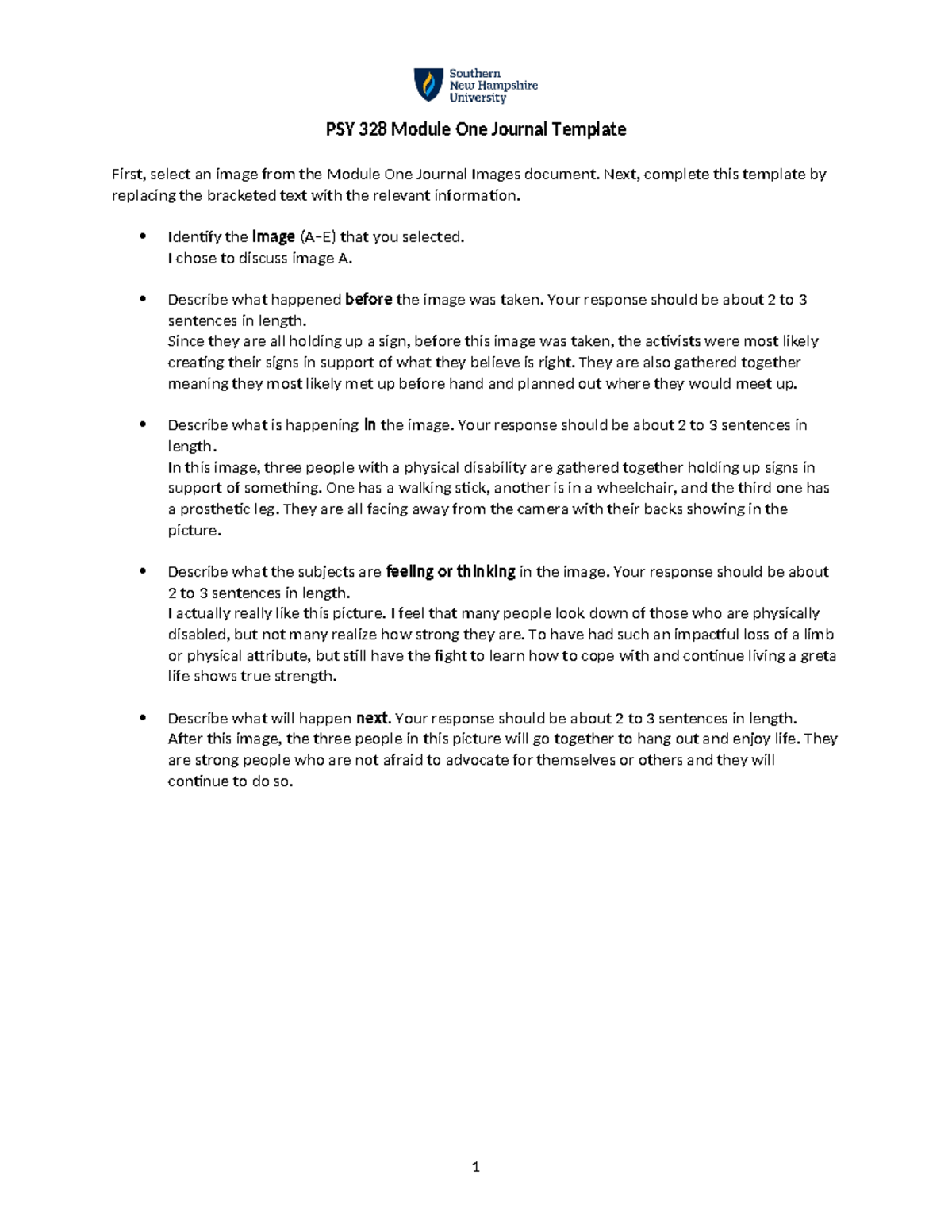 PSY 328 Module One Journal - Next, complete this template by replacing ...