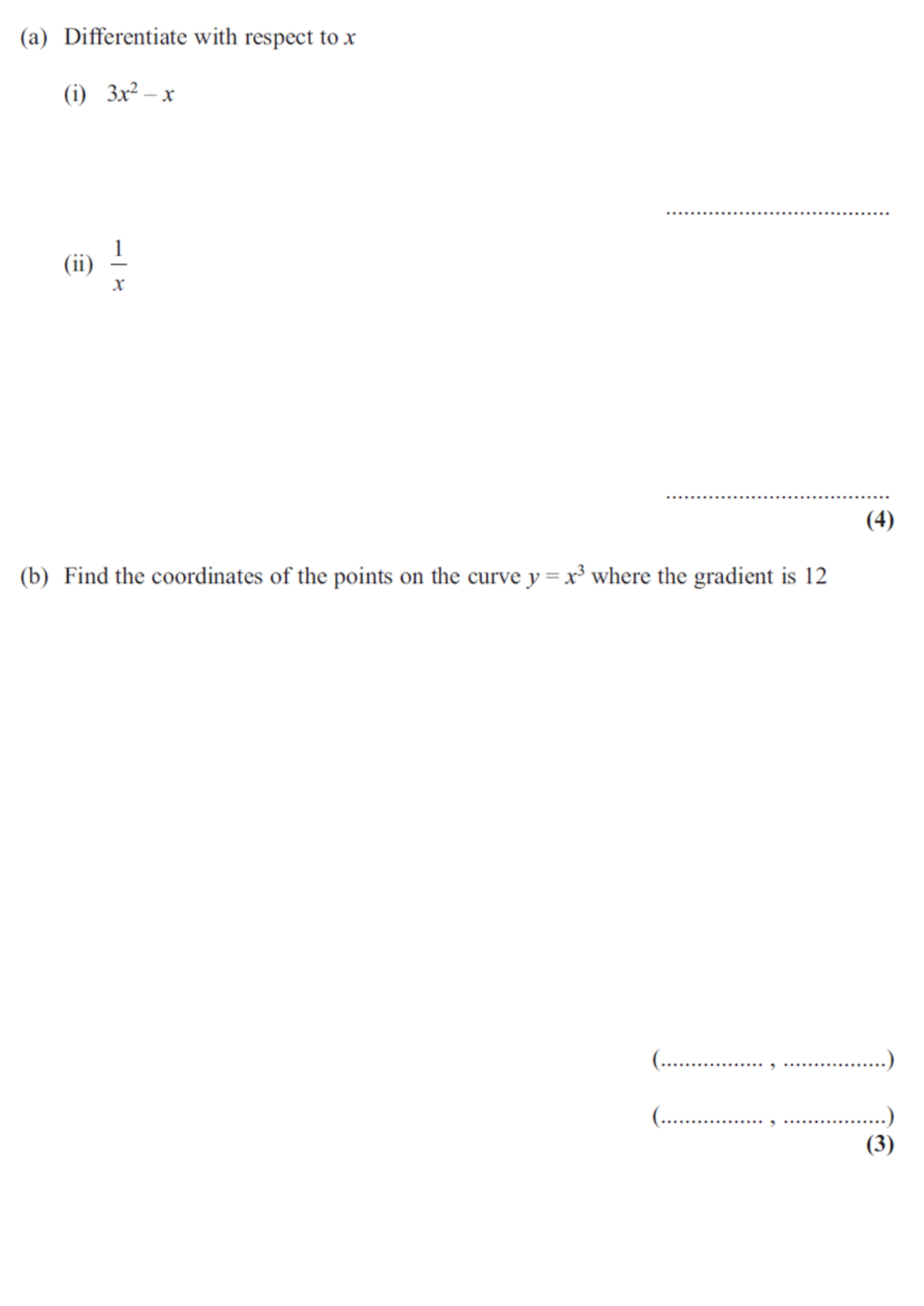 Differentiation Questions - Edexcel Mathematics - Studocu