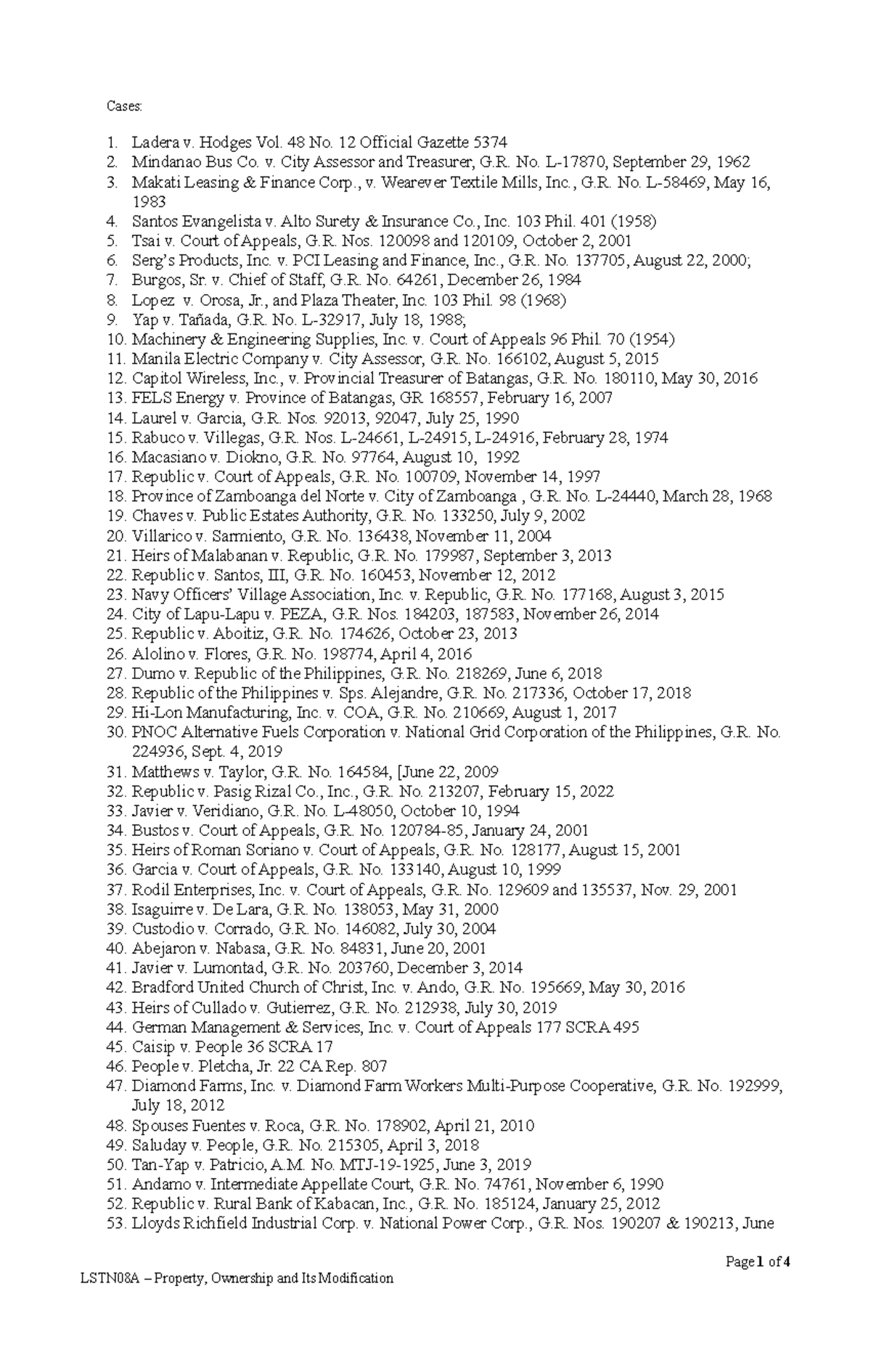LSTN08A Property Law: Key Case Summaries and Analysis - Studocu