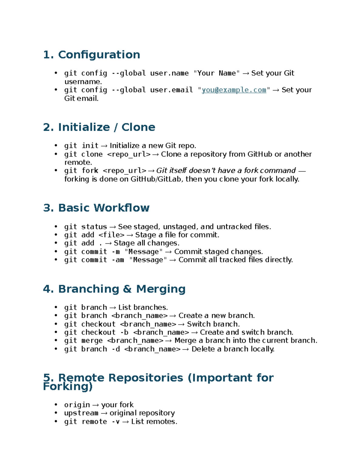 Git Commands Overview - GIT Configuration and Workflow Guide - Studocu