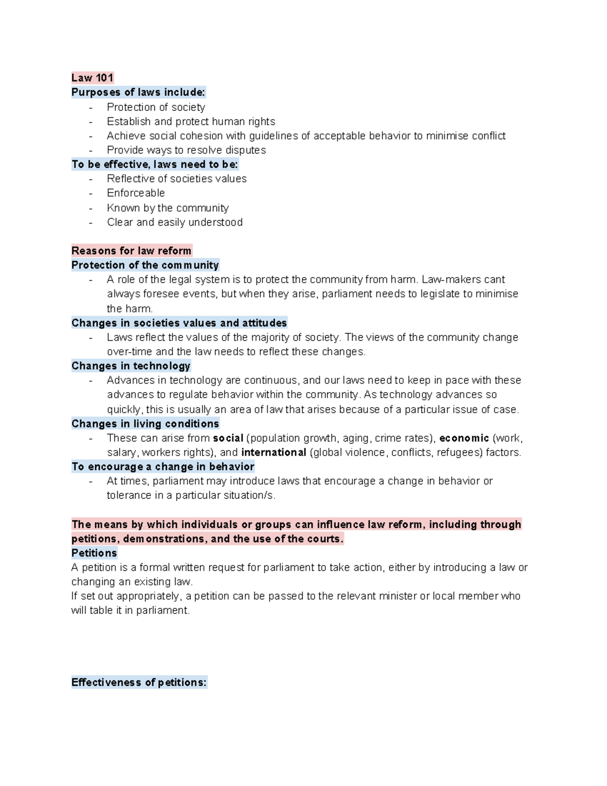 Legal Studies Unit 4 AOS2: Law Reform and Community Protection Insights ...