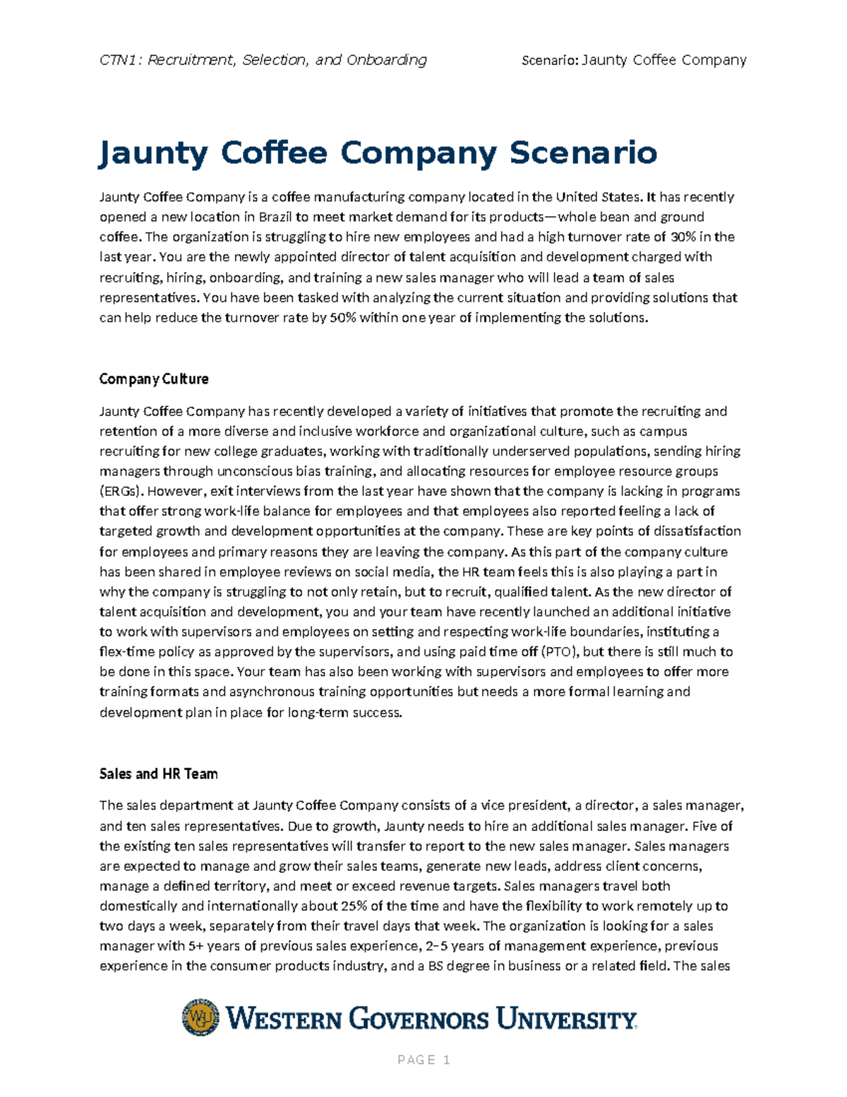 CTN1: Recruitment & Retention Strategies for Jaunty Coffee Company ...