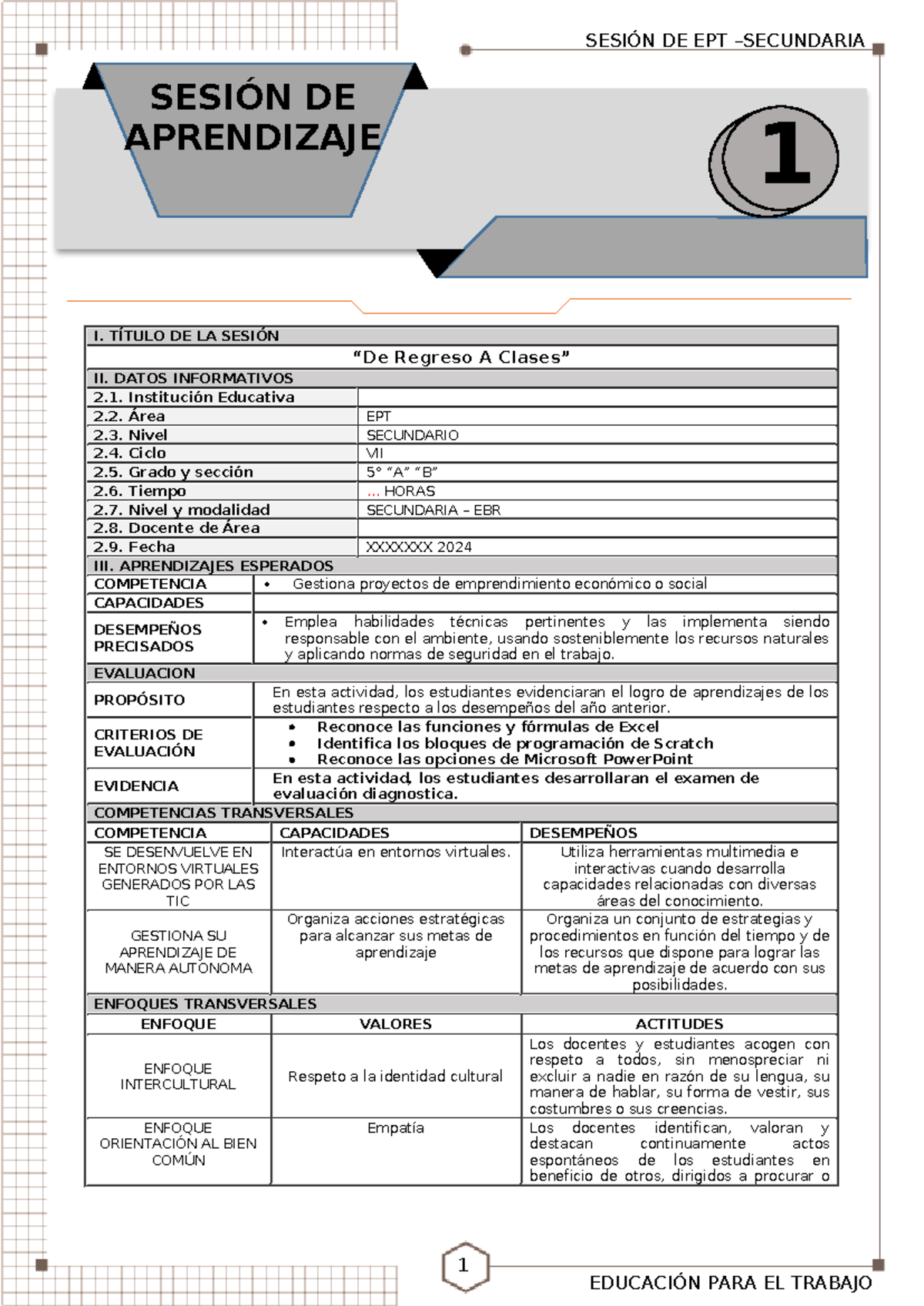5° SES ACT 0 - EPT 2024 - Sesión de Aprendizaje: Introducción a la ...