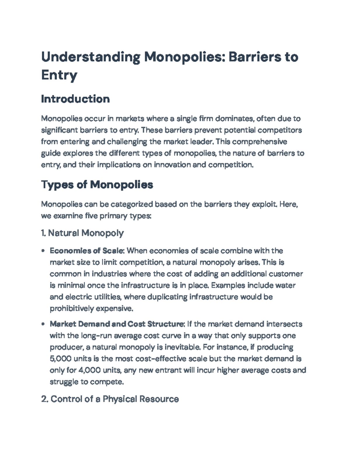 Understanding Monopolies and Barriers to Entry: An In-Depth Guide ...