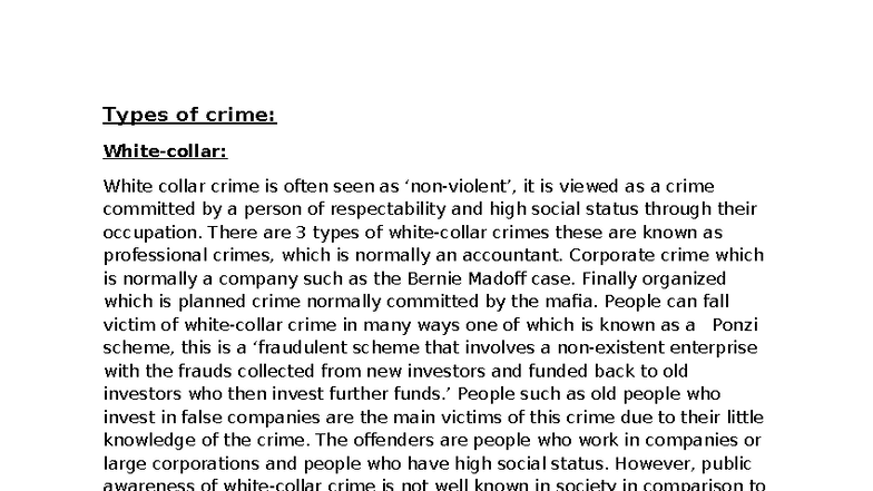 Types of Crime: Understanding White Collar, Moral, State, and Tech ...