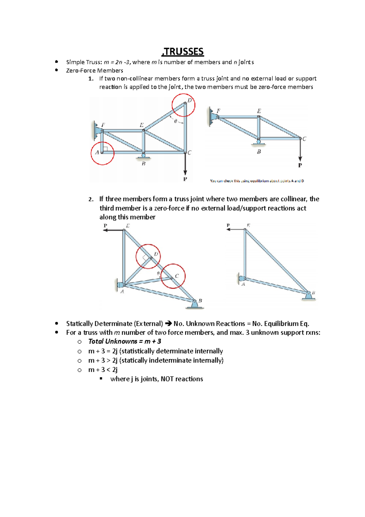 Truss & Frame Formula Sheet for Engineering Mechanics (ENG 301) - Studocu