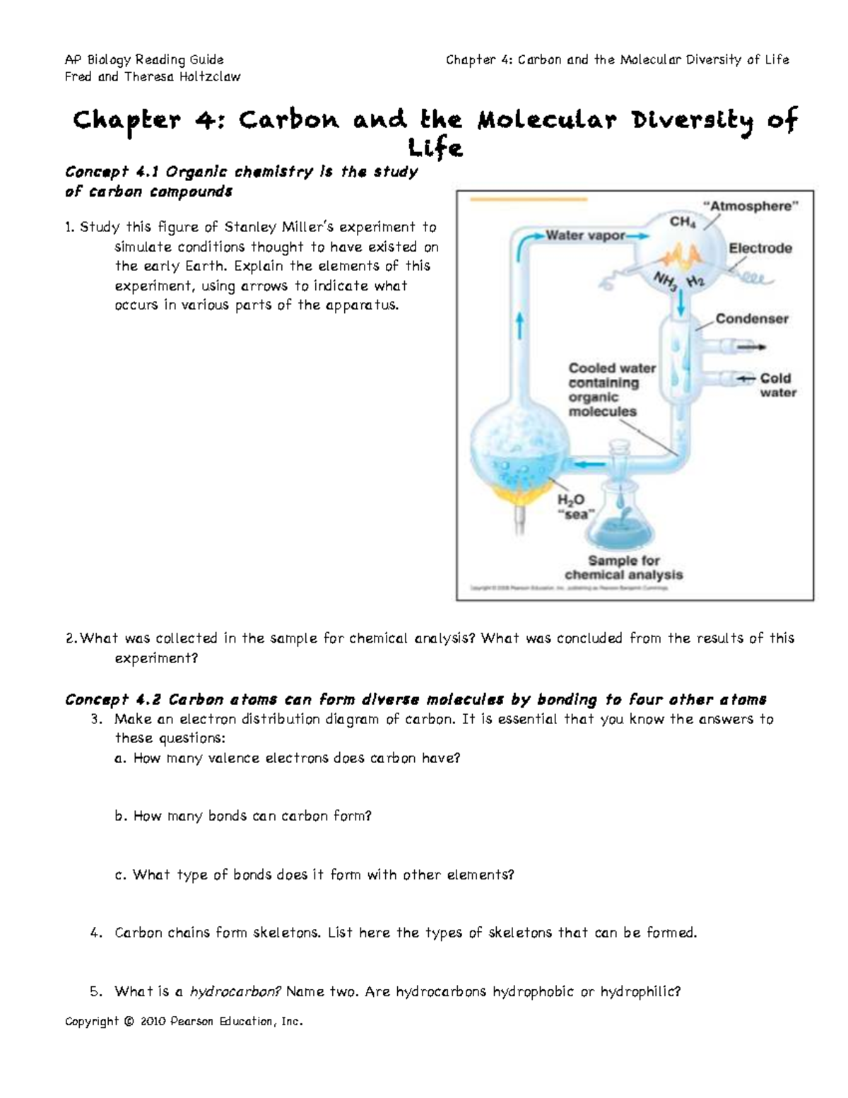 AP Biology Reading Guide: Chapter 4 - Carbon & Molecular Diversity ...