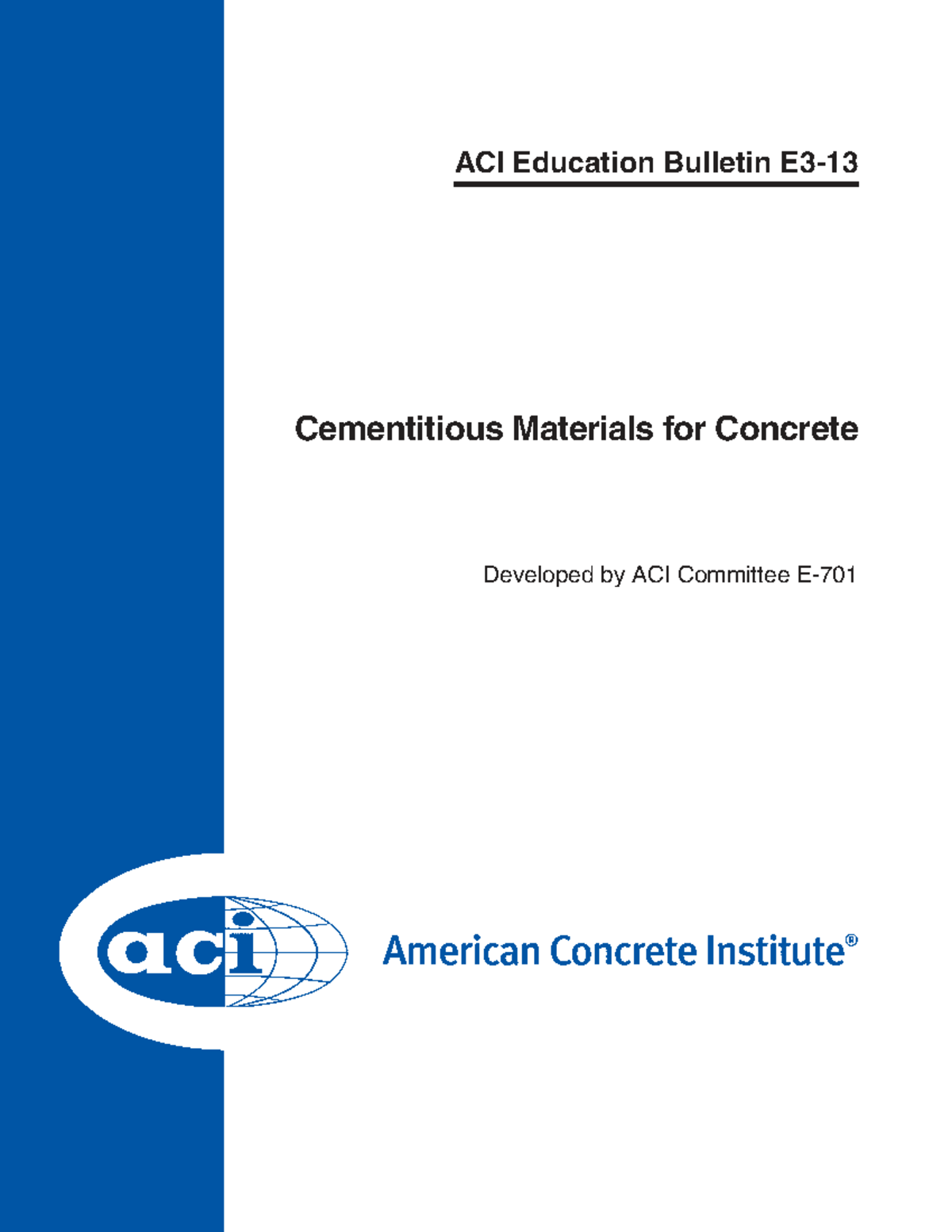 Cementitious Materials for Concrete (ACI) - Educational Bulletin - Studocu