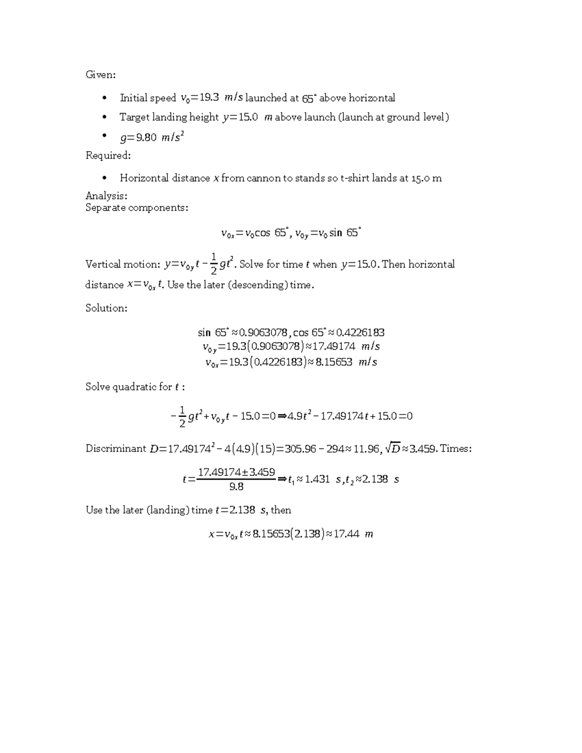 Doc3 - Practice Problem: Projectile Motion Analysis - Studocu