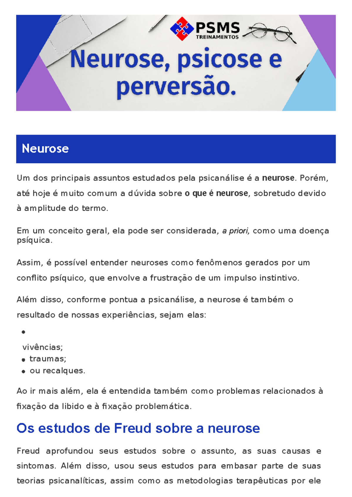 Neurose, Psicose e Perversão: Uma Análise Psicanalítica Profunda - Studocu