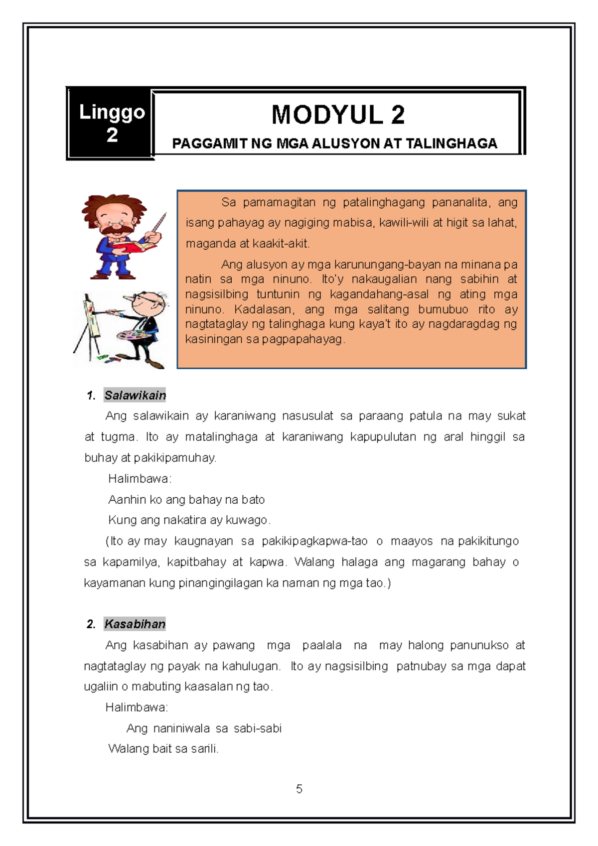 Modyul 2: Paggamit ng Alusyon at Talinghaga sa Retorika-2 - Studocu