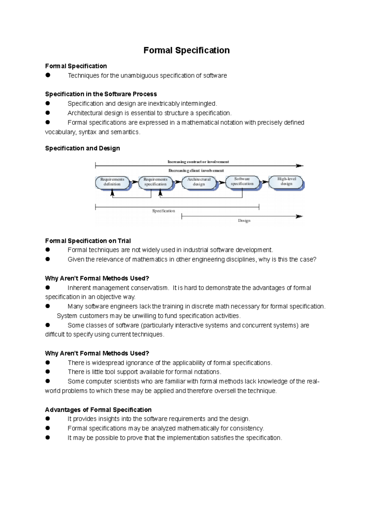 Ch10 - Formal Specification - Formal Specification Formal Specification ...