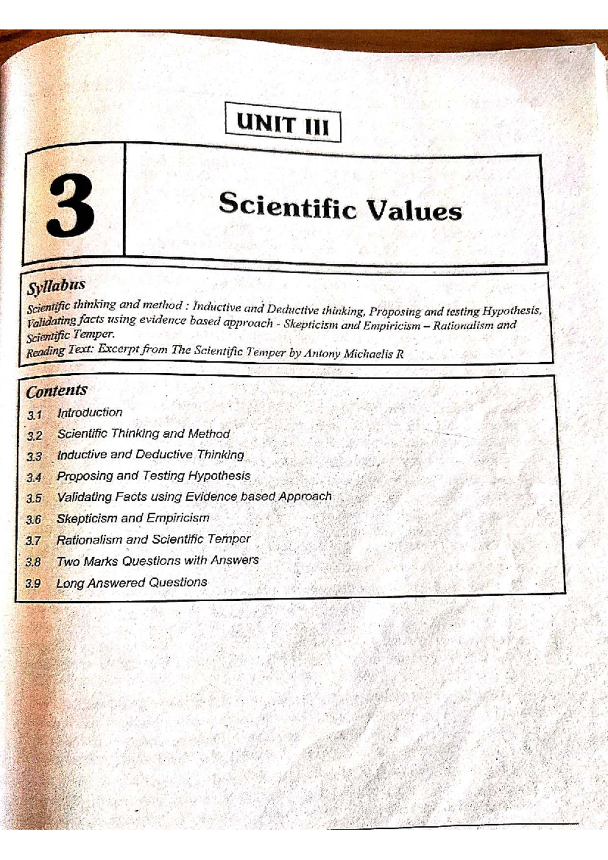 Unit 3: Scientific Values Syllabus - Exploring Scientific Thinking and ...