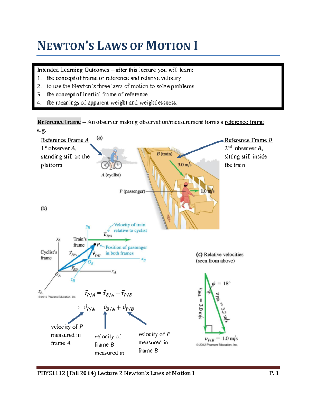 PHYS1112 Lecture 02 - Newton's Laws of Motion I (Fall 2014) - Studocu