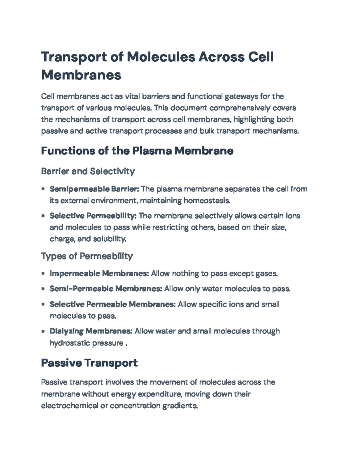 Transport Mechanisms Across Cell Membranes: Passive & Active Processes ...