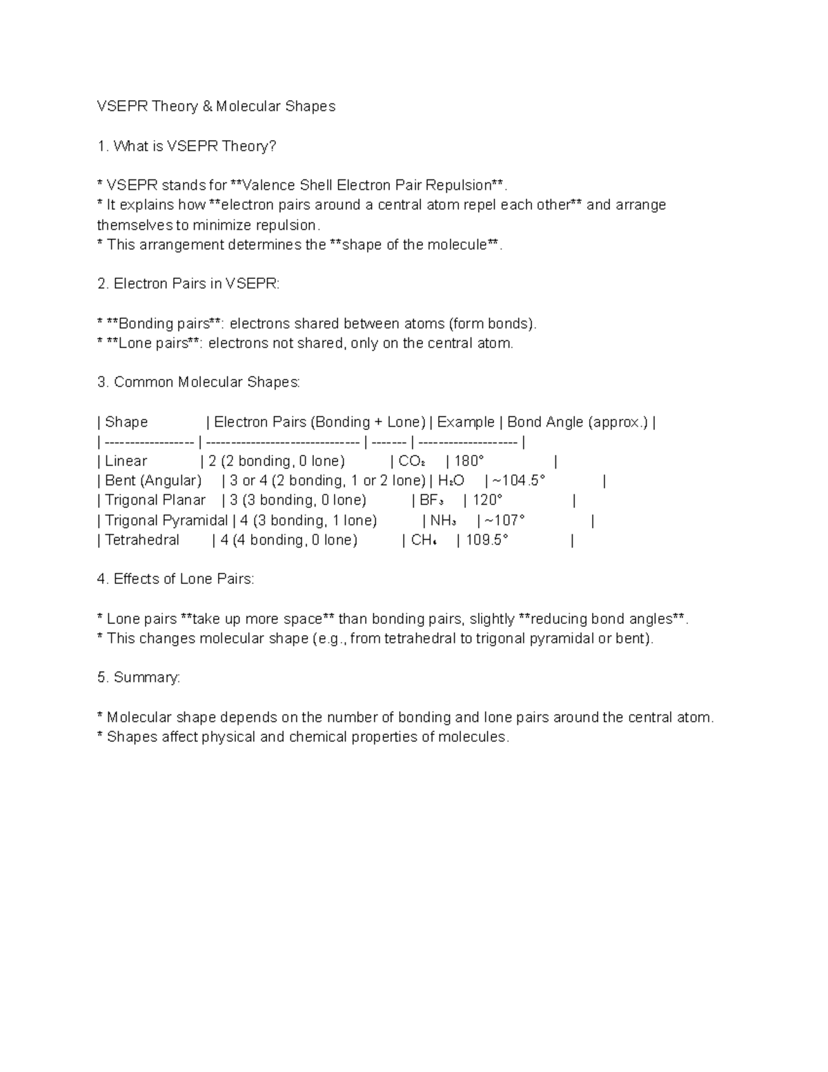 VSEPR Theory & Molecular Shapes Overview: Key Concepts and Examples ...
