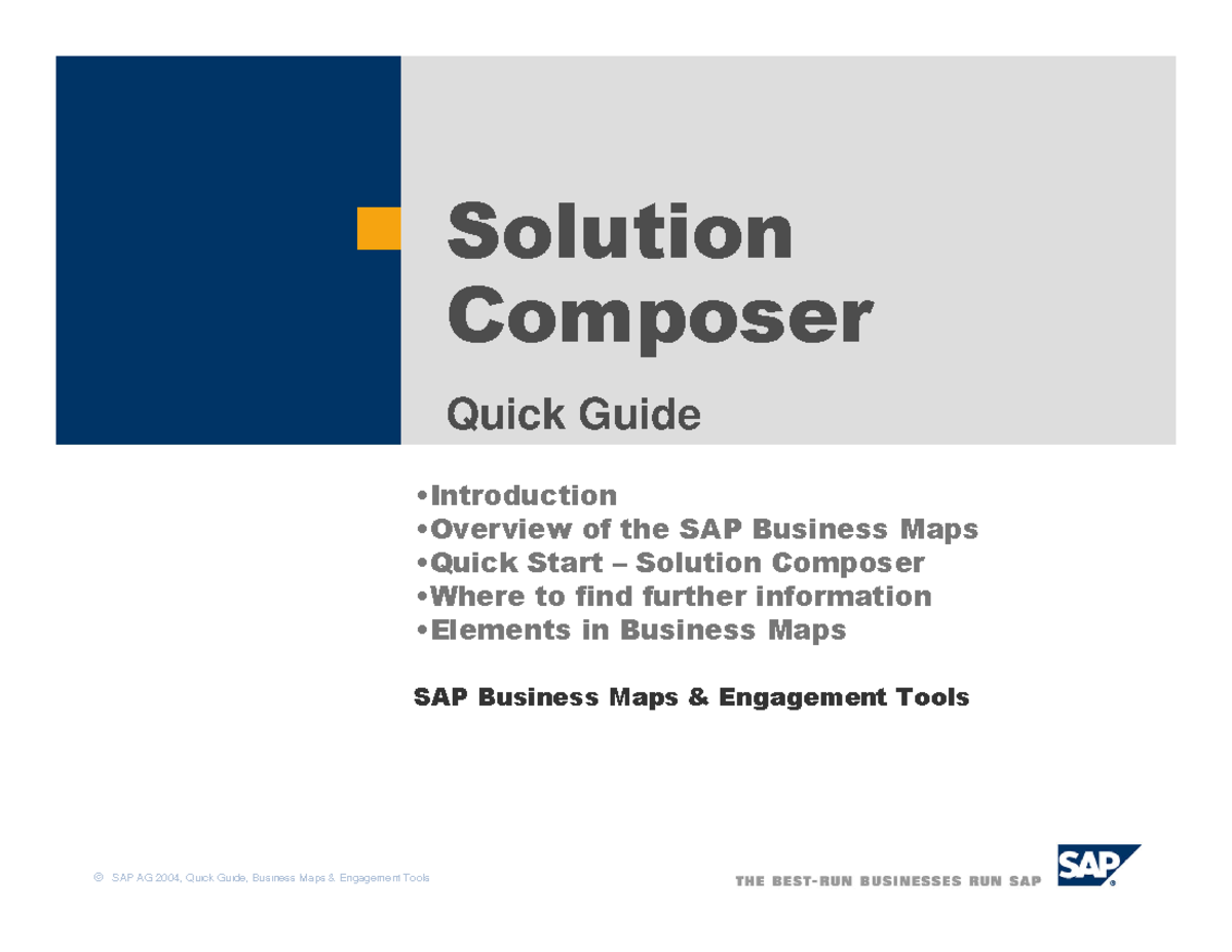 SAP Business Maps Solution Composer Quick Guide - Studocu