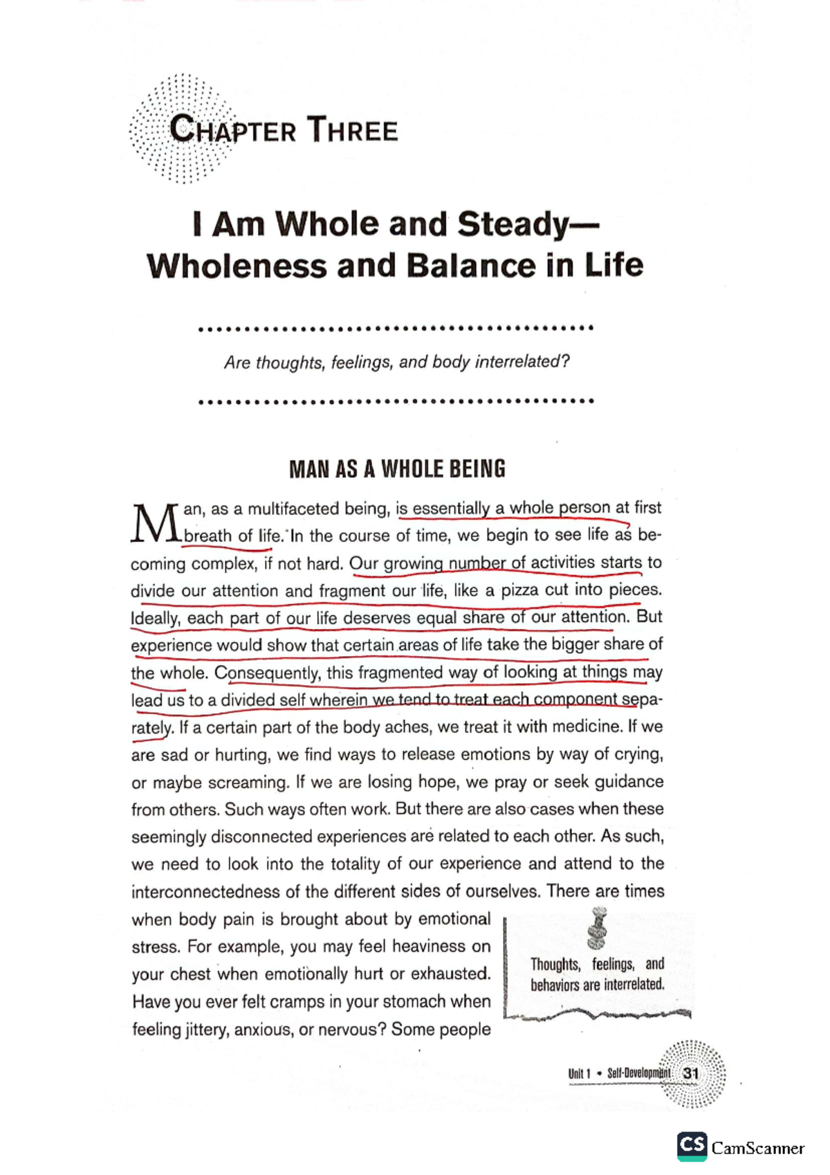CS 101 Chapter 3: Exploring Wholeness and Balance in Life - Studocu