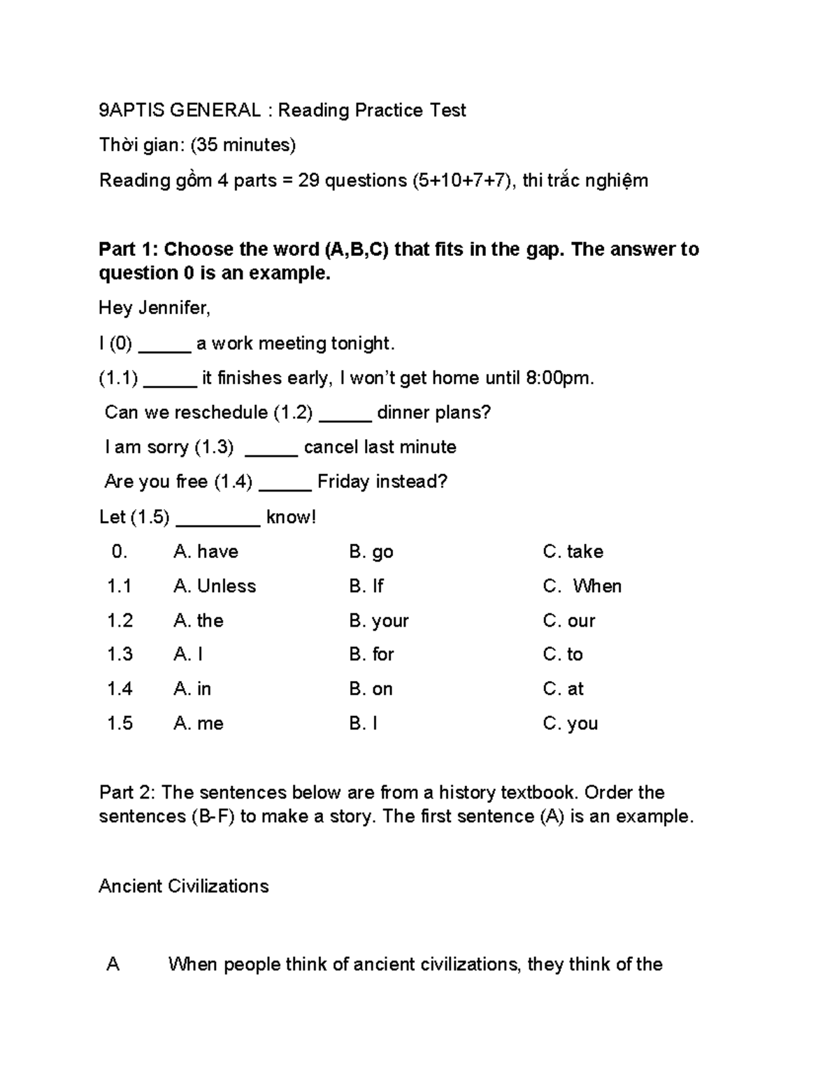Reading- Aptis 2 - Uuii - 9 APTIS GENERAL : Reading Practice Test Thời ...